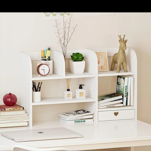 Office | Chic White Desk Organizer With Heart Drawer Already Built ...
